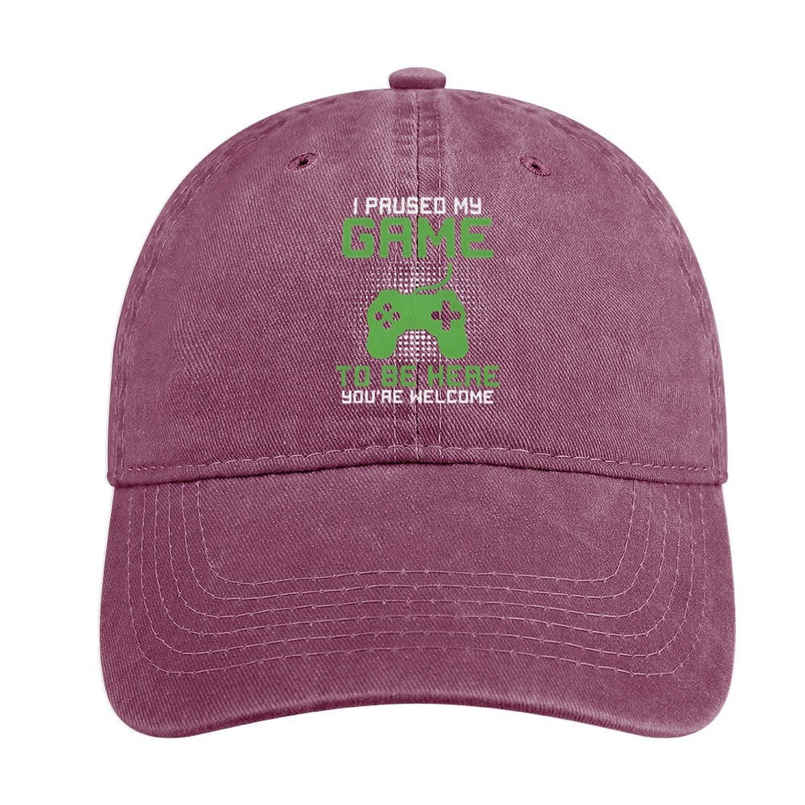 I Paused My Game To Be Here Wine Red Hat Adjustable Funny Fashion ...