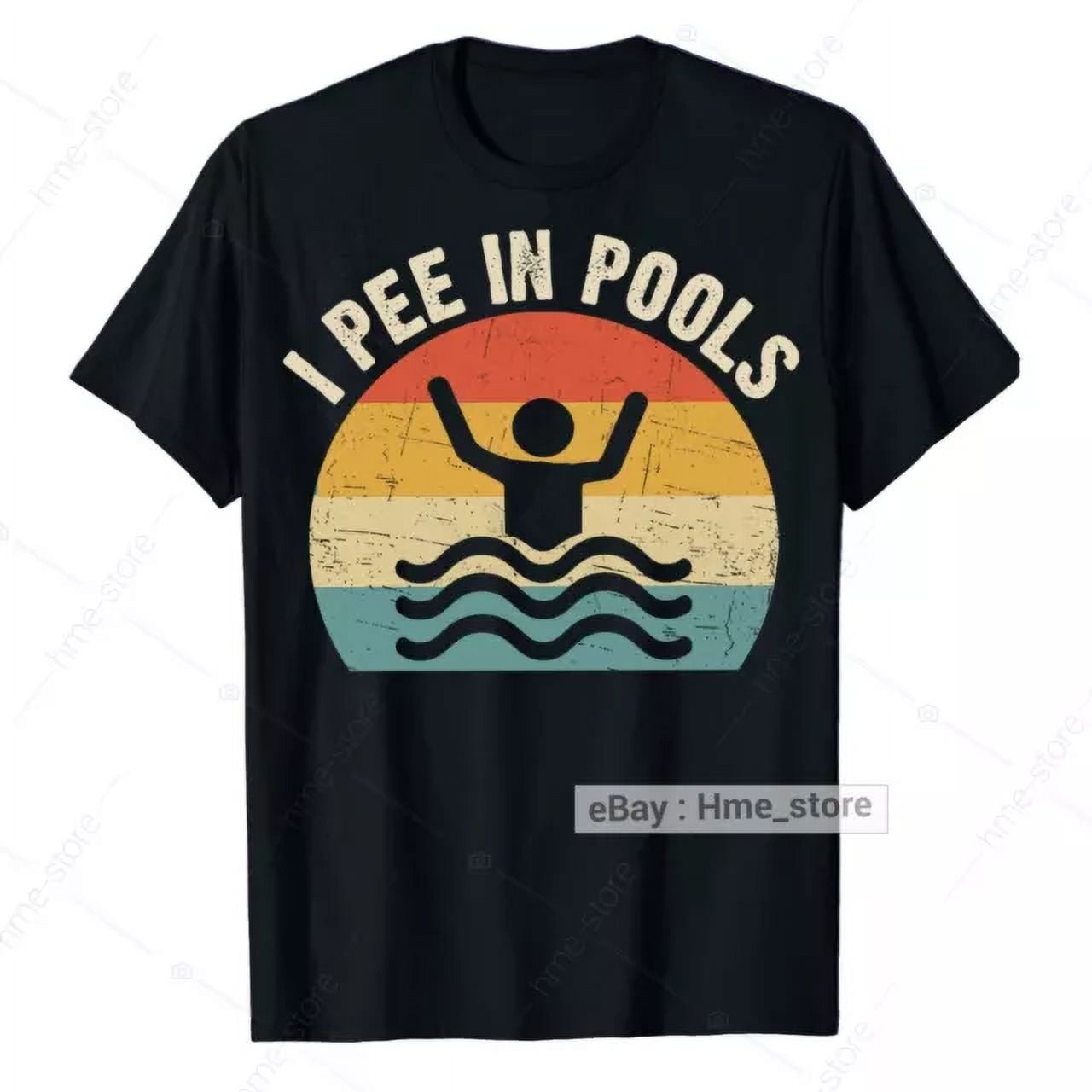 I Pee In Pools Retro Sunset Funny Pool Party T-Shirt Swimming Lovers ...