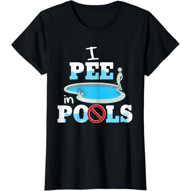 I Pee In Pools Shirt Funny Family Vacation Short Sleeve Black T-Shirt ...