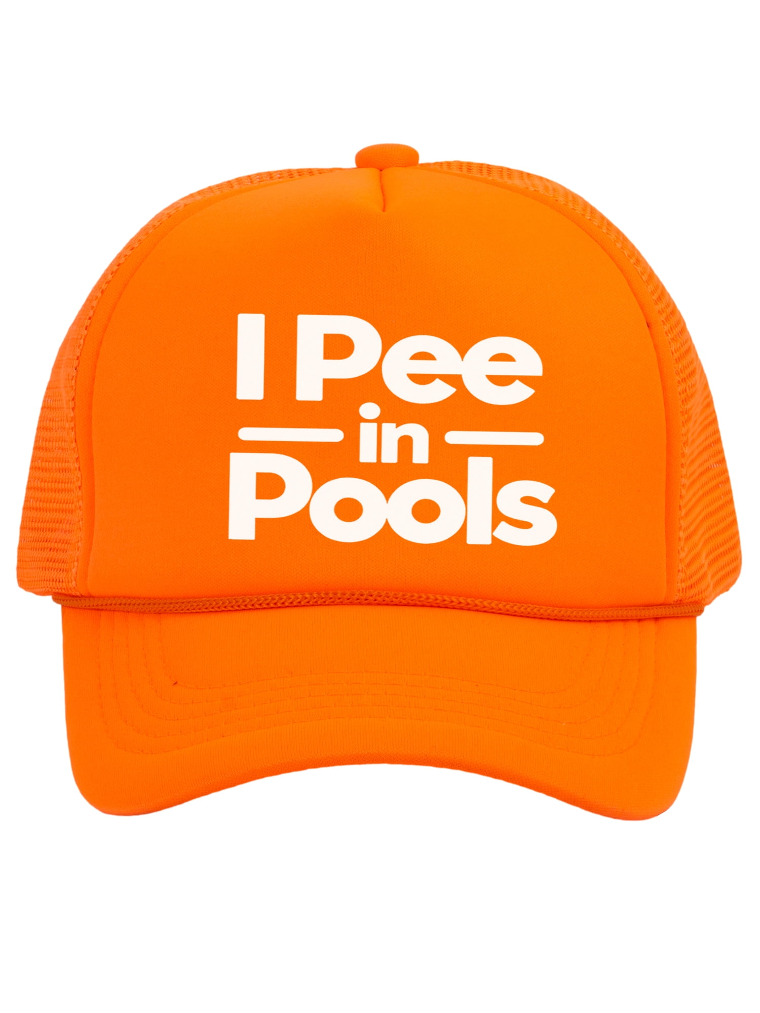 Adults Vacation Fun Trucker Hat - 'I Pee in Pools', Neon Orange ...