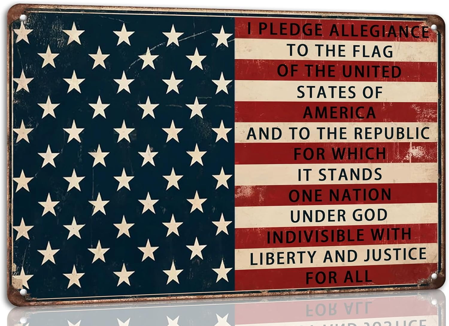I Pledge Allegiance Metal Tin Sign Patriotic Poster Vintage Veterans ...