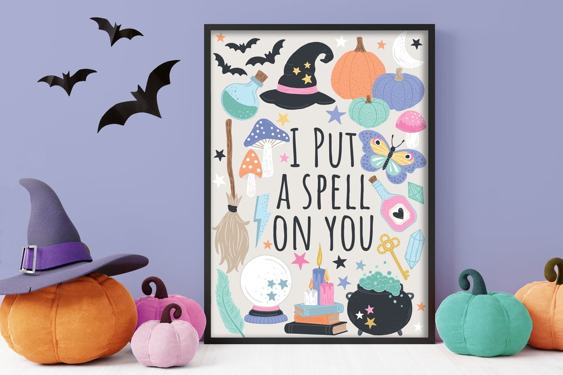 I Put A Spell On You - Pastel, Autumn Print, Gallery Wall Art, Witches ...
