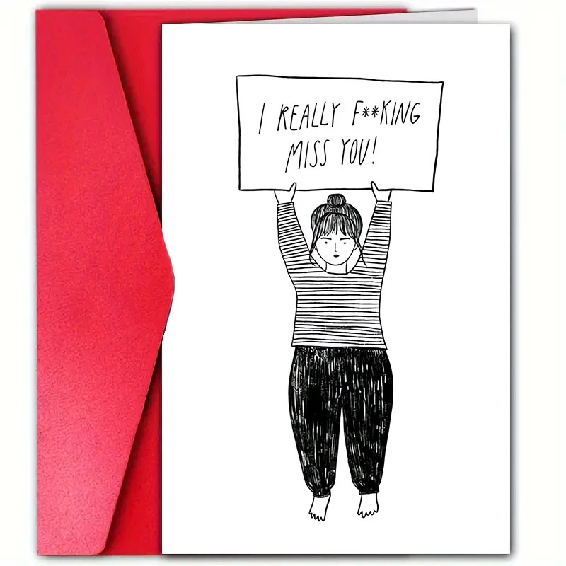 I Really Miss You Greeting Card – Humorous Hand-Drawn Design with ...