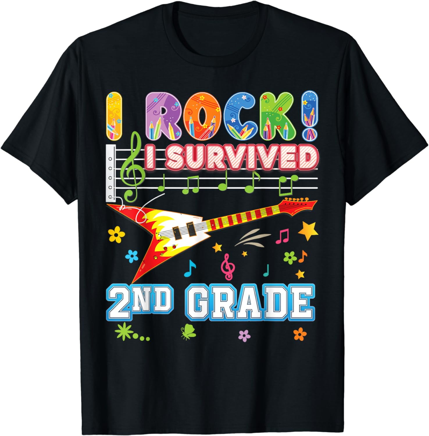 I Rock Survived 2nd Grade Graduate Last Day Of School Second T-Shirt ...