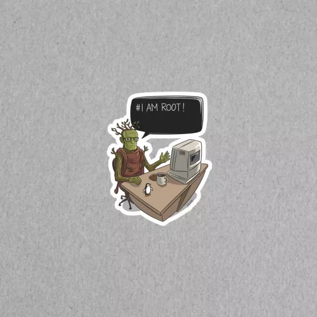 I Am Root Groot Programmer Sticker - Linux Coding Decalphone Decal Water Bottle Stickers, Vinyl ...