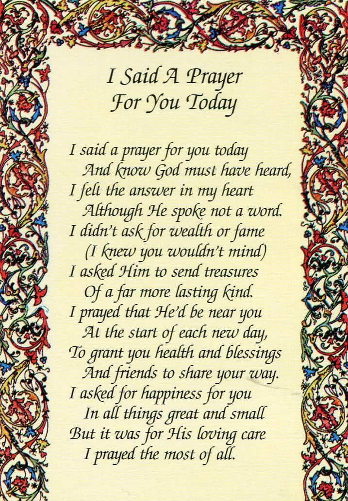 I Said A Prayer for You Today Laminated Prayer Cards, 25 Pack - Walmart.com