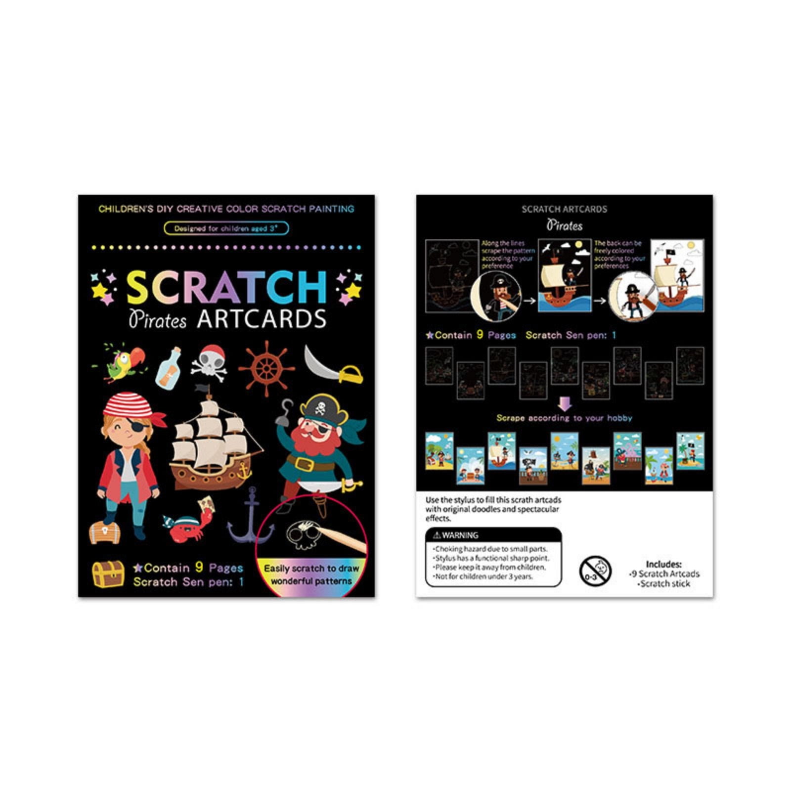 I Scratch Paper Art Set For Kids With 9 Black Scratch Papers And Wooden ...