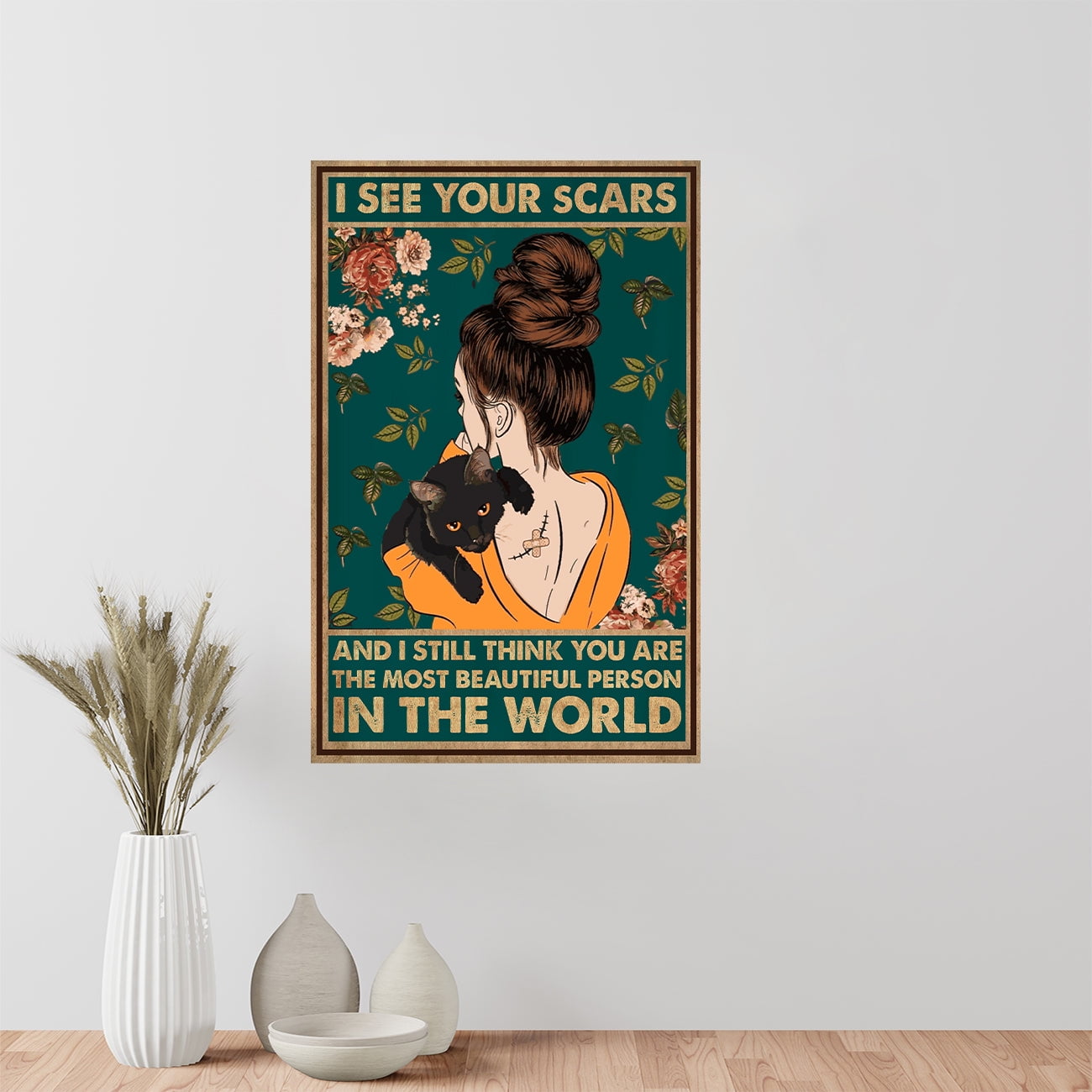I See Your Scars Girl and Black Cat Poster 11 x 17 Inch Poster ...