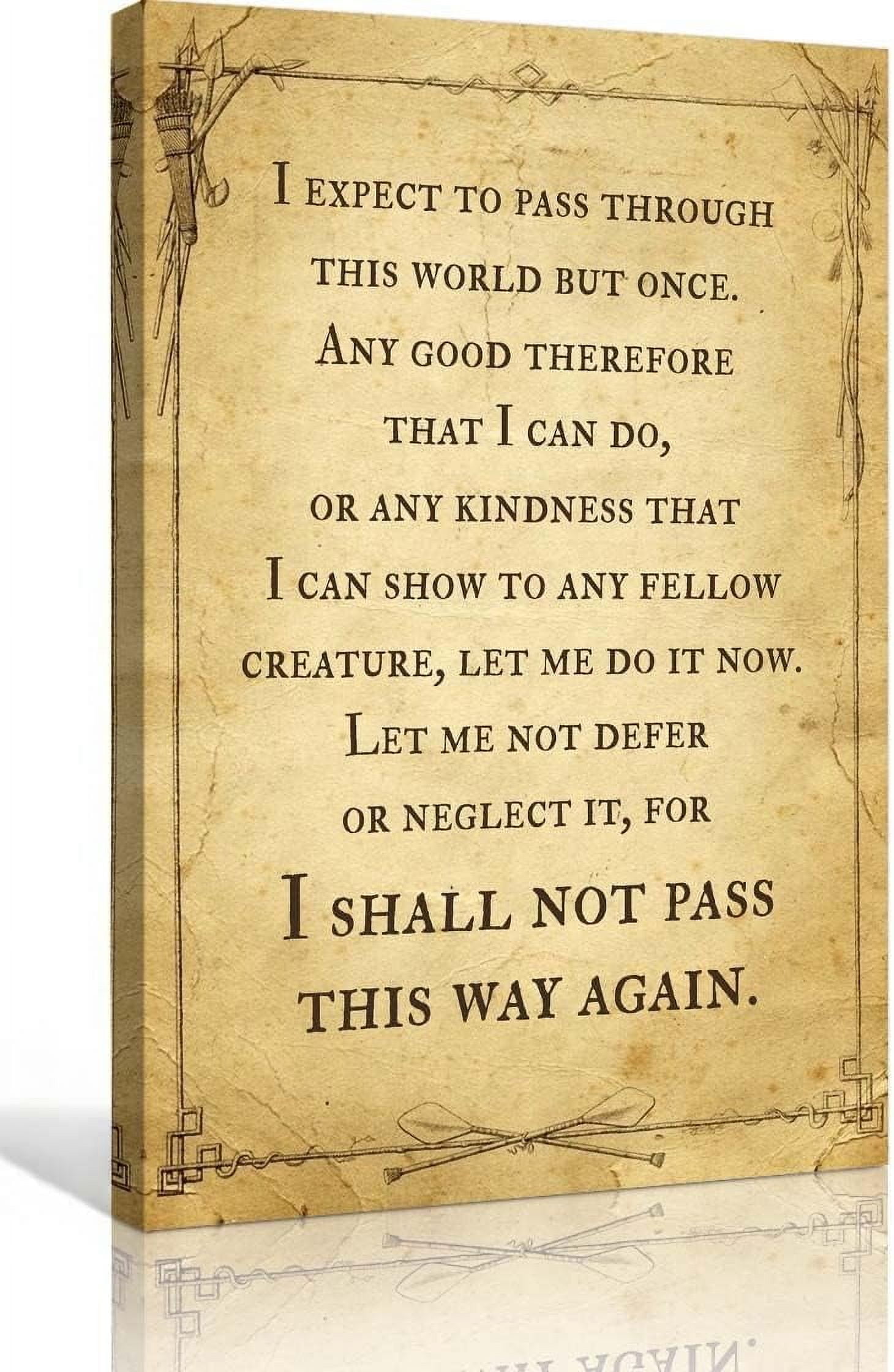 I Shall Not Pass This Way Again Quote Wall Art Vintage Poem Poster ...