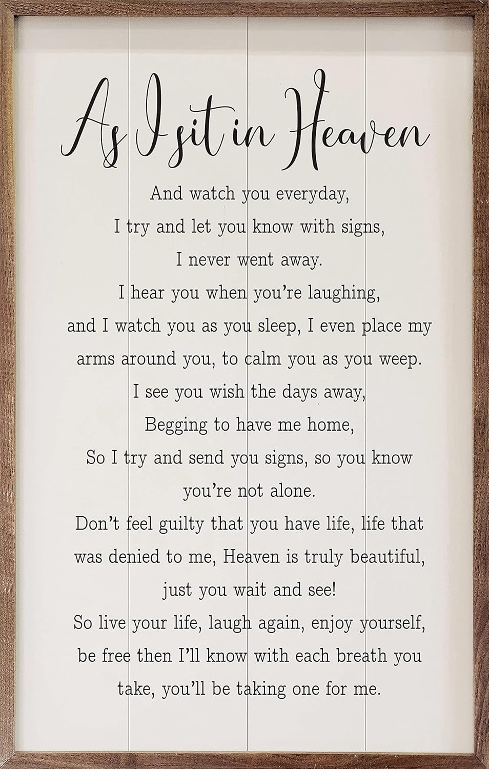 As I Sit in Heaven White Memorial Wall Home Decor Series Wooden Sign ...