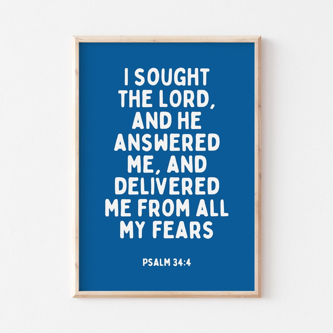 I Sought The Lord, Psalm 34:4 Minimalist Christian Wall Art Print, God ...