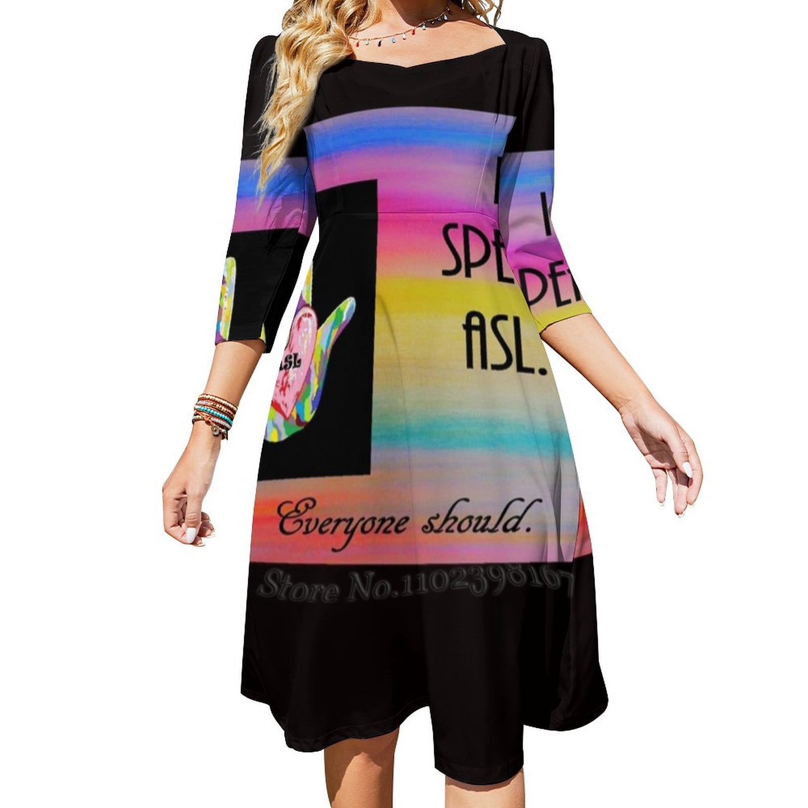 I Speak Asl Every Should Square Neck Dress New Plus Size Elegant Women ...