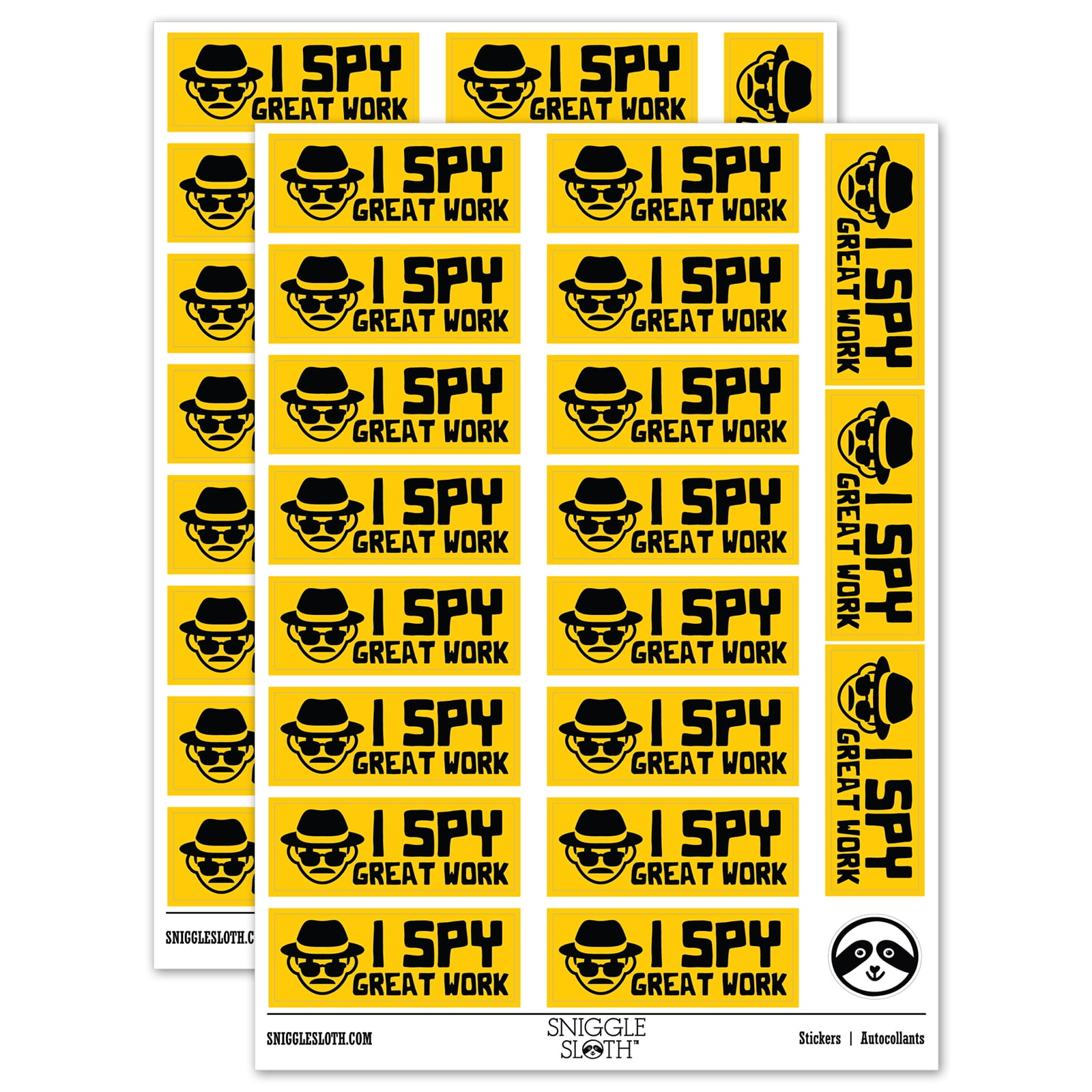 I Spy Great Work Detective Teacher Student School Sticker Set - Yellow ...