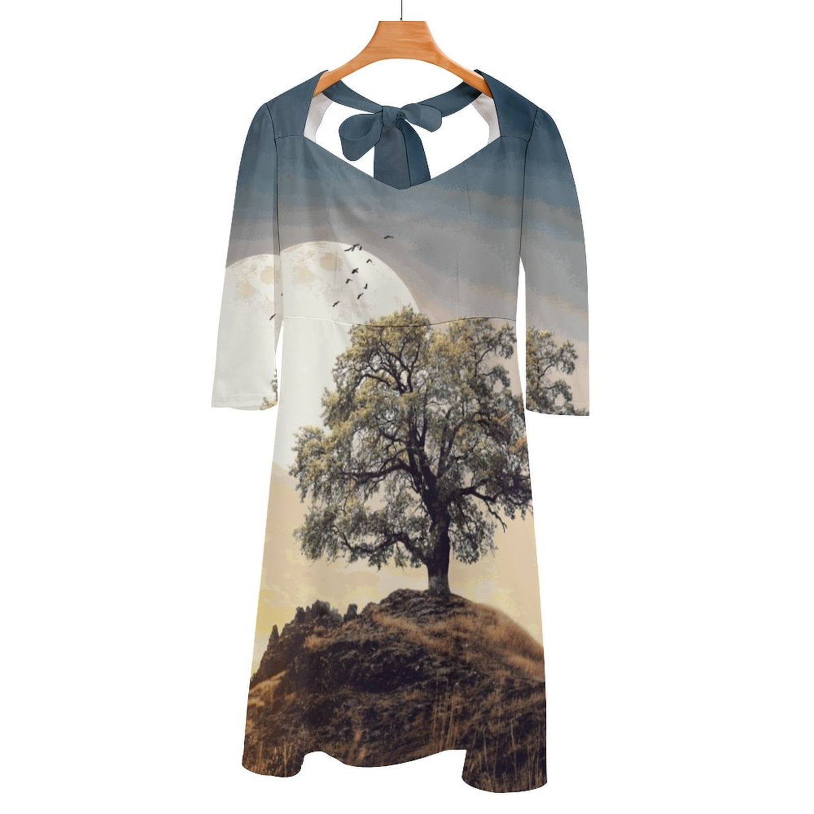 I Stand Al Back Lacing Backless Dress Square Neck Dress New Elegant Women Waist Tight Dress Tree ...