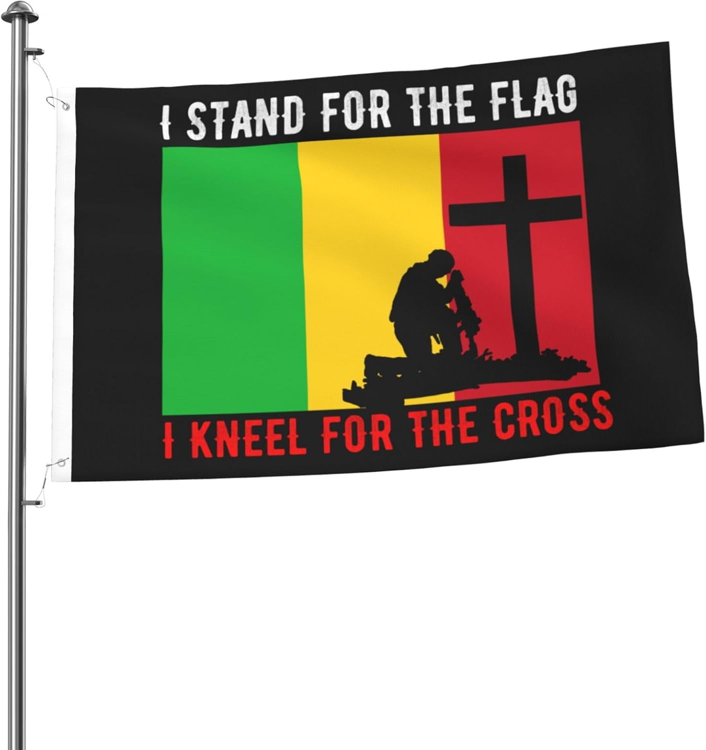 I Stand For The Mali Flag And I Kneel For The Cross Flag 2x3 Ft Double ...
