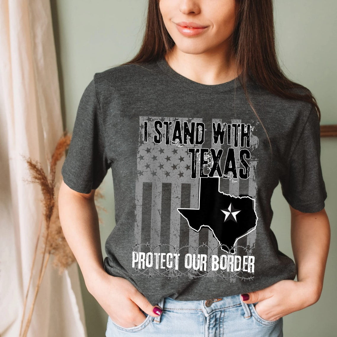 I Stand With Texas Shirt Political Shirt Texas Strong Hold The Line