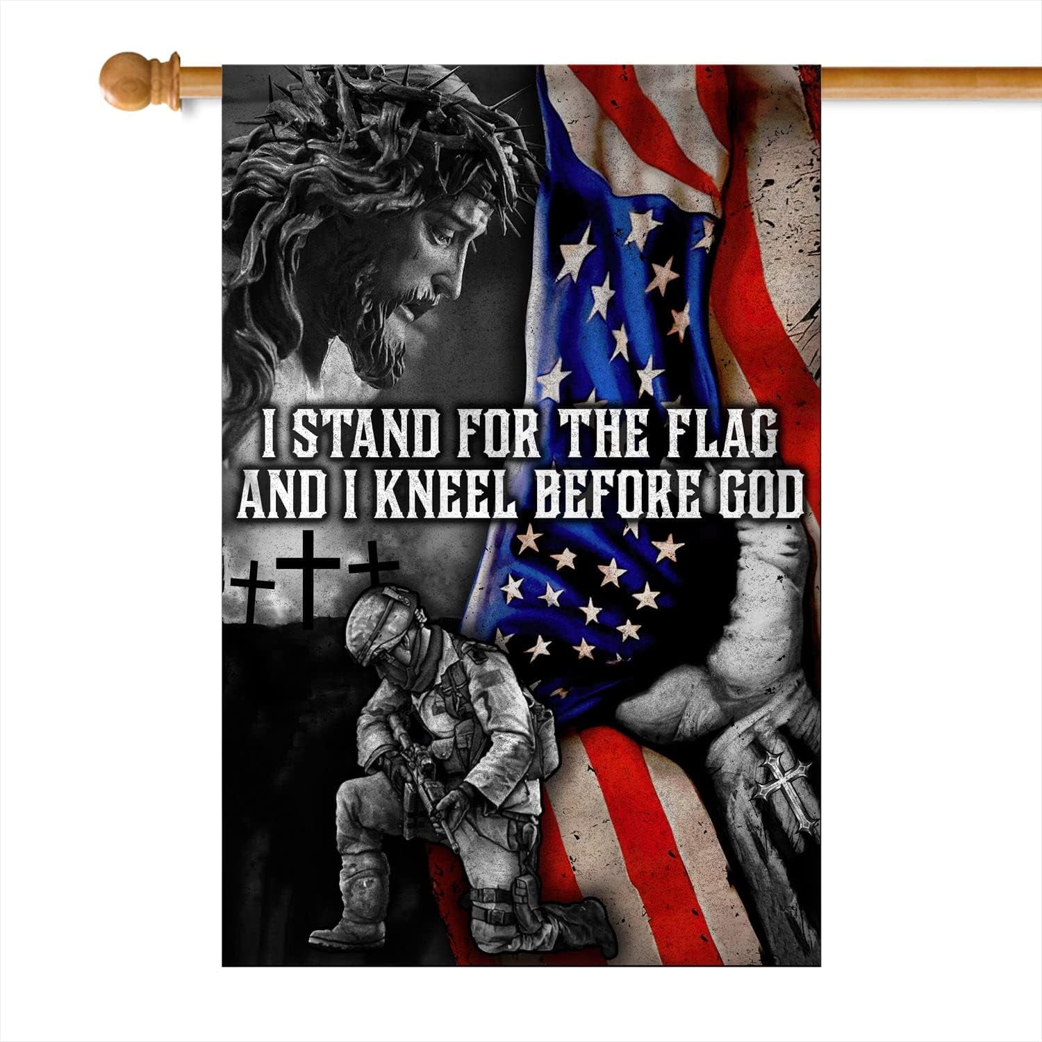 I Stand for The Flag I Kneel Before God Flag Veteran (28" x 40") USA ...