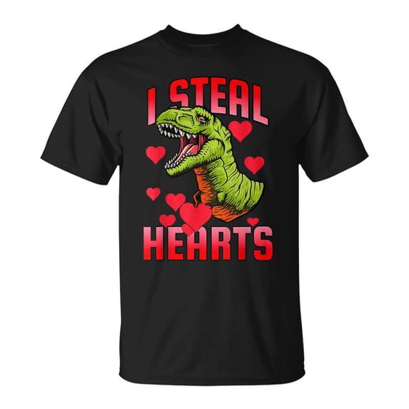 I Steal Hearts Cute T Rex Dino Valentines Day Men Boys Kids Tshirt ...