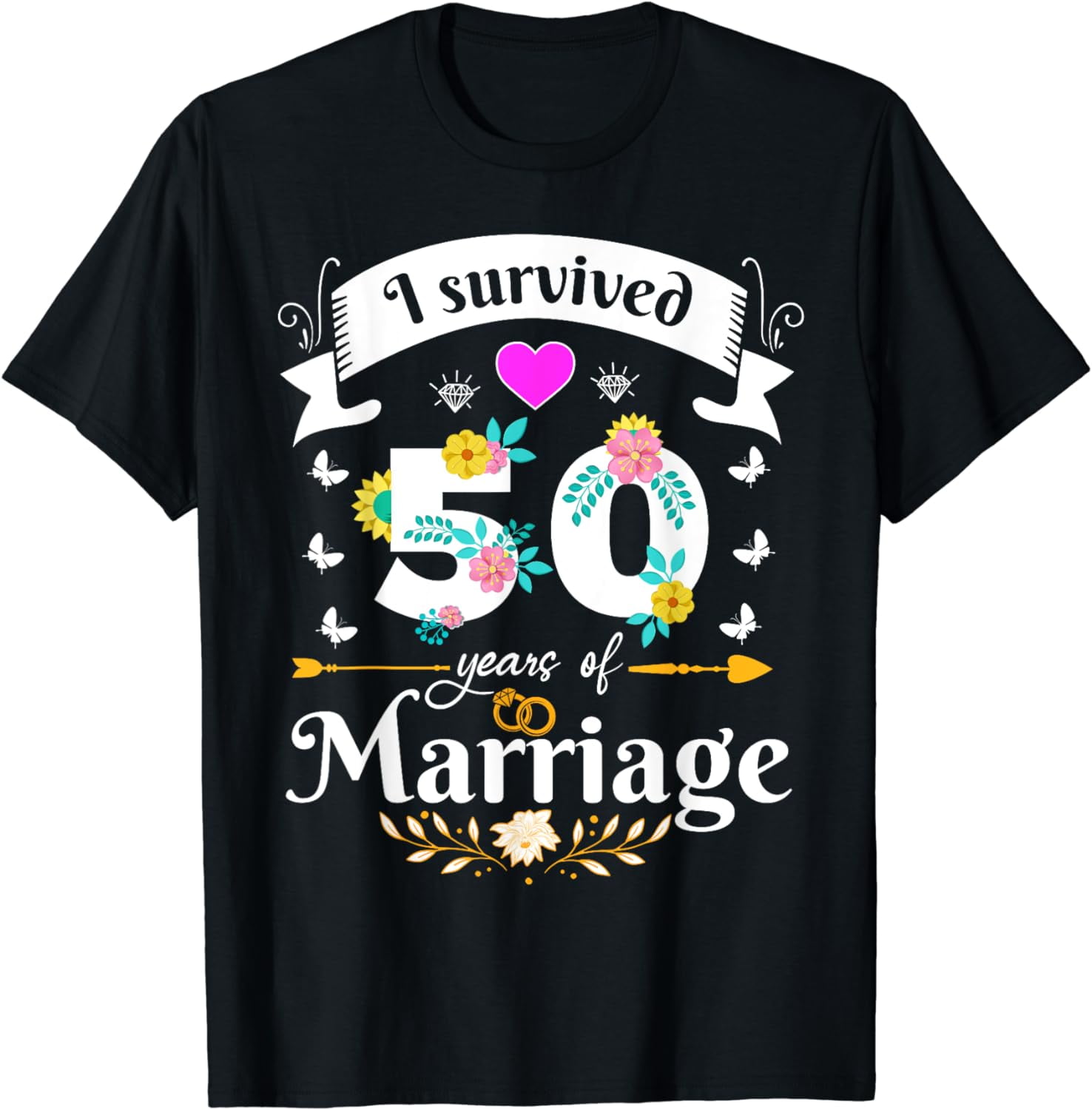 I Survived 50 Years of Marriage For 50th wedding anniversary T-Shirt ...