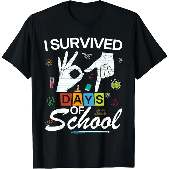 I Survived 6 7 Days of School with Hands Funny Meme 67 T-Shirt ...