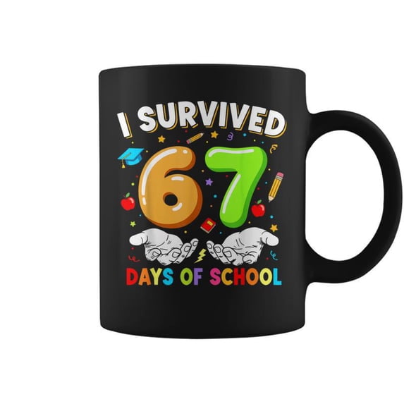 I Survived 67 Days Of School 67 Six Seven Teachers Students Coffee Mugs ...