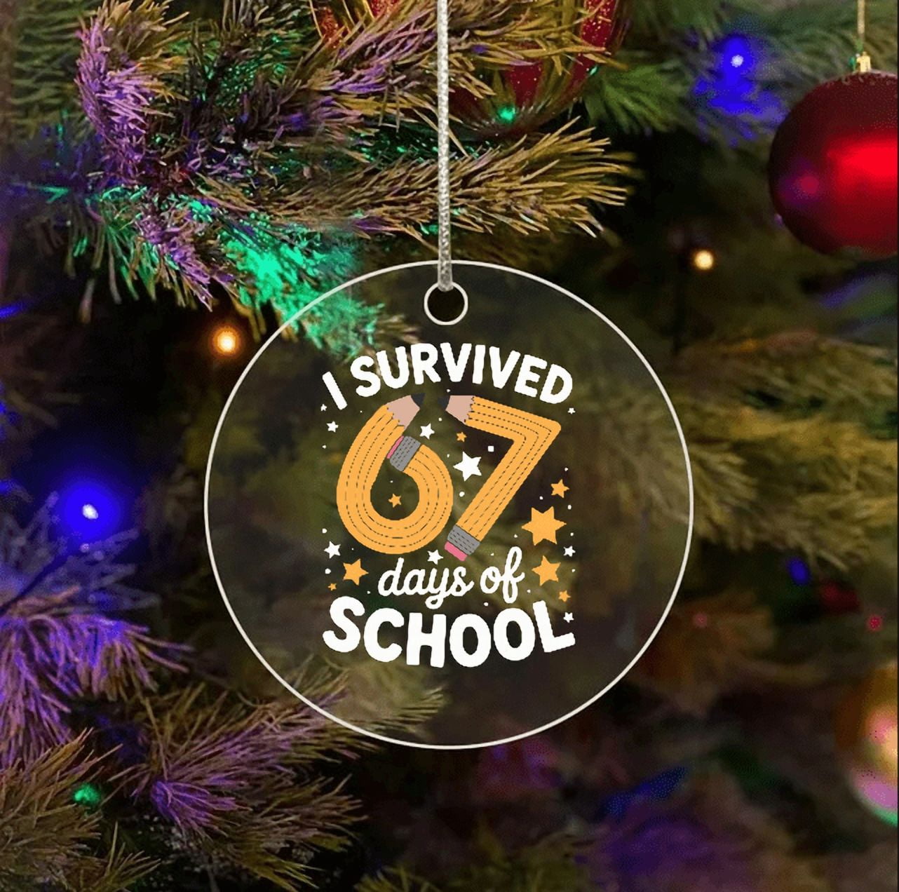 I Survived 67 Days Of School 67 Teachers Students Ornament, Home ...