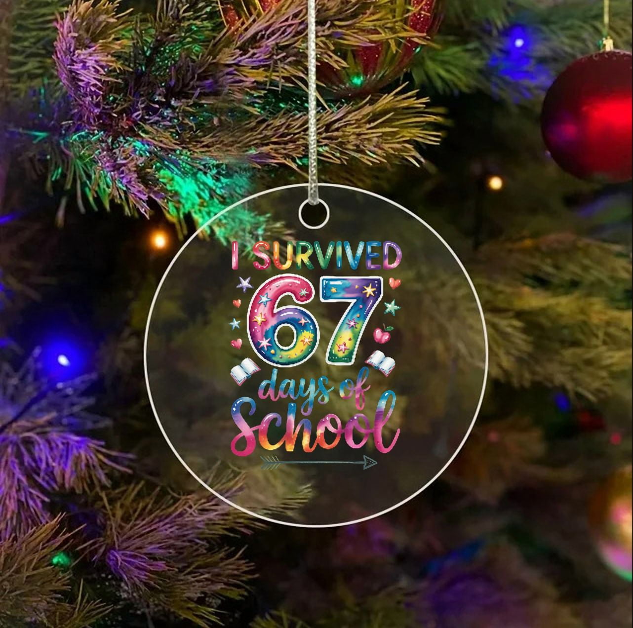 I Survived 67 Days Of School 67Th Day Of School Six Seven Ornament ...