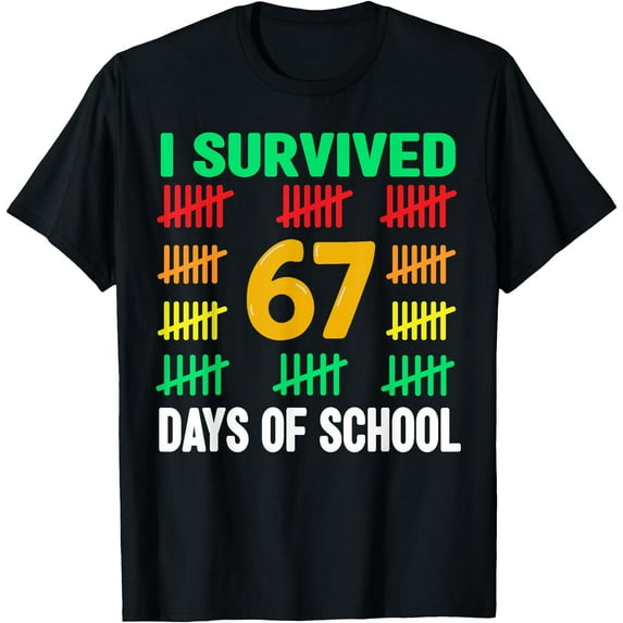 I Survived 67 Days of School 6 7 Shirt 67 Boys 6-7 Meme T-Shirt Tee ...