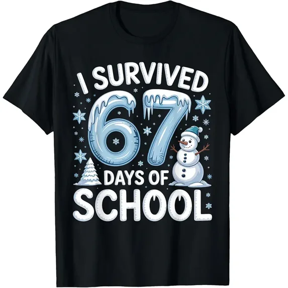 I Survived 67 Days of School Christmas Candy Cane Six Seven T-Shirt ...