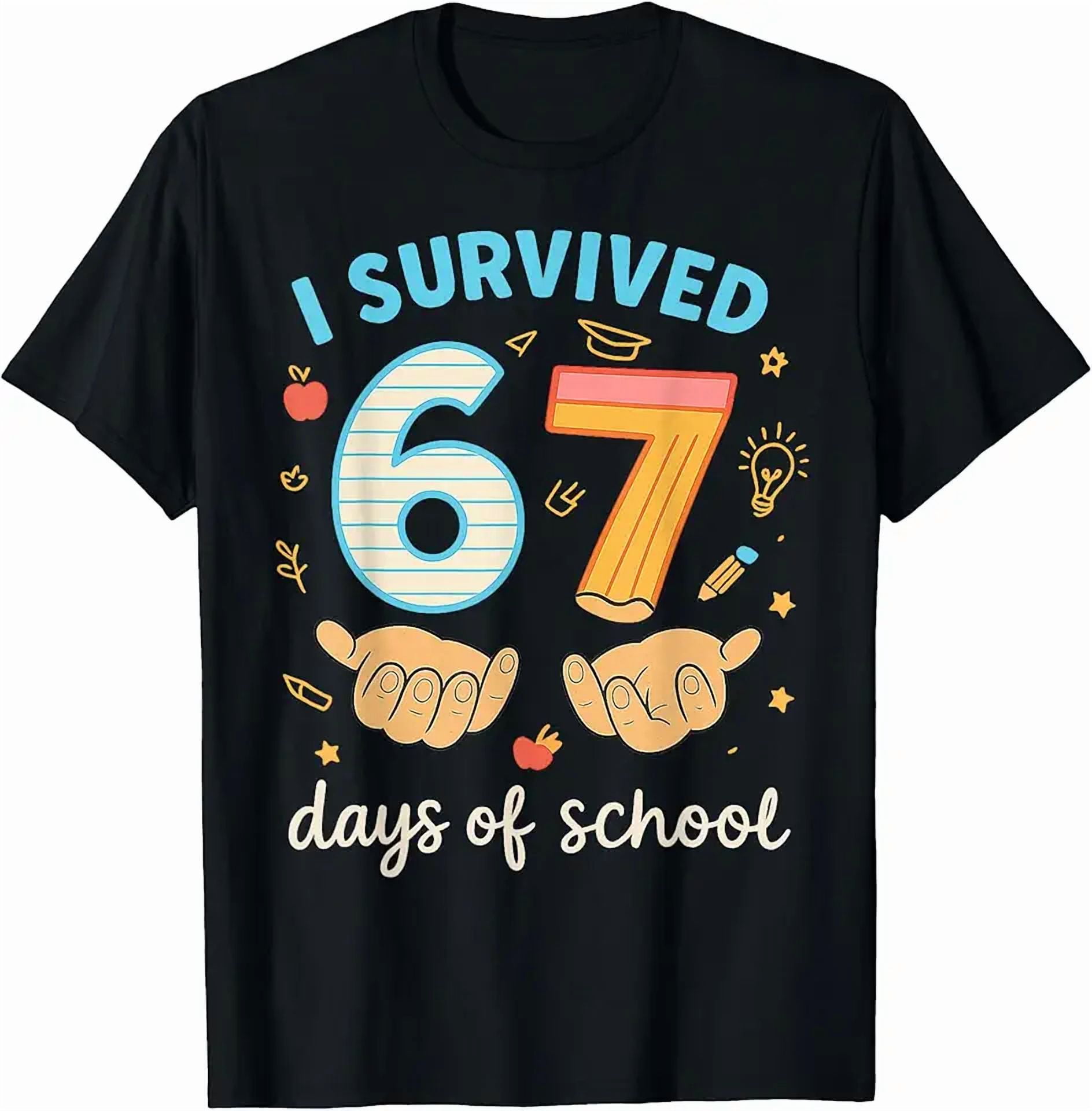 I Survived 67 Days of School Funny Teacher Student Meme T-Shirt ...