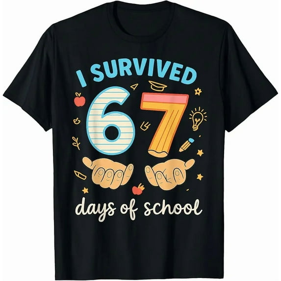I Survived 67 Days of School Funny Teacher Student Meme T-Shirt ...