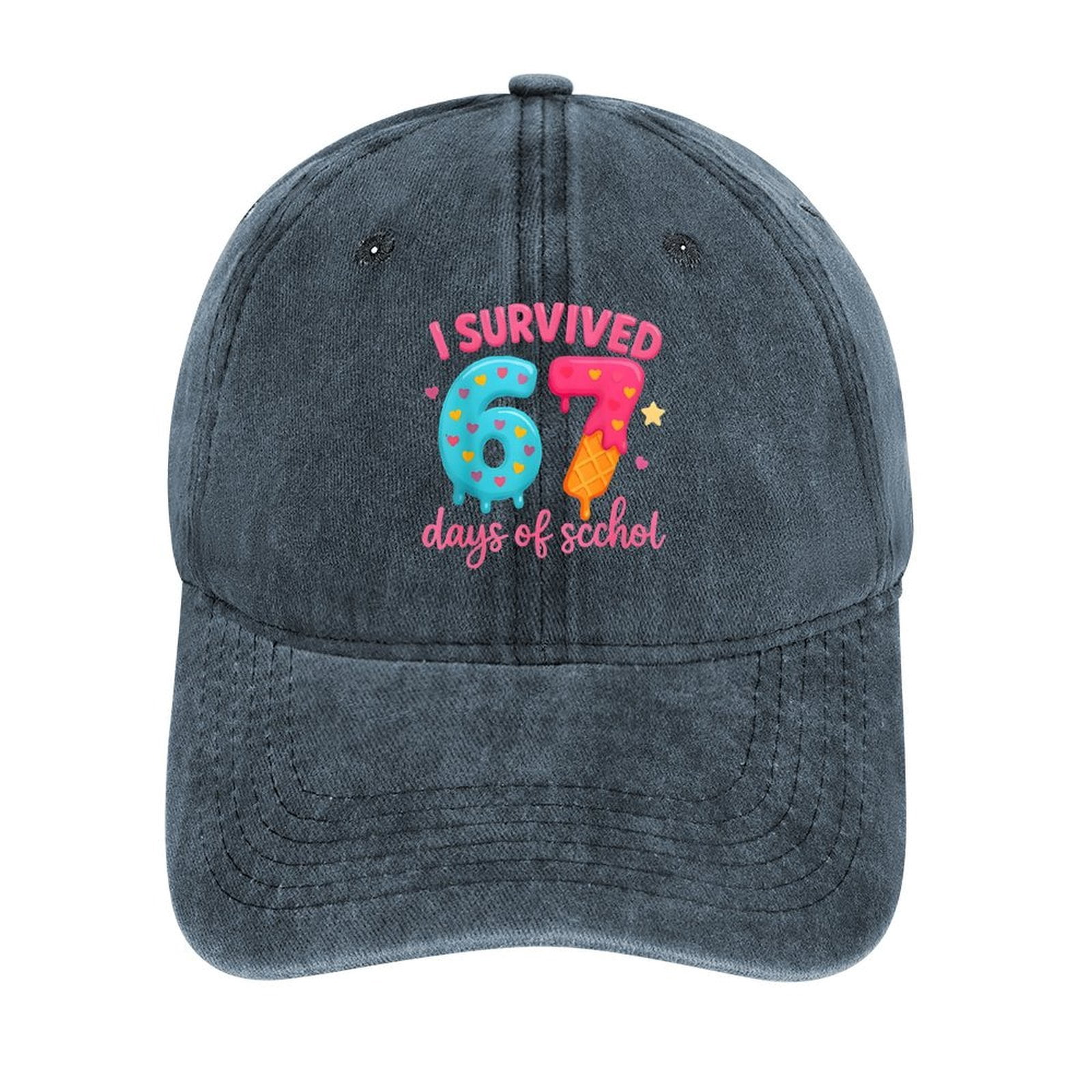 I Survived 67 Days of School Navy Hat Adjustable Funny Fashion Unisex ...