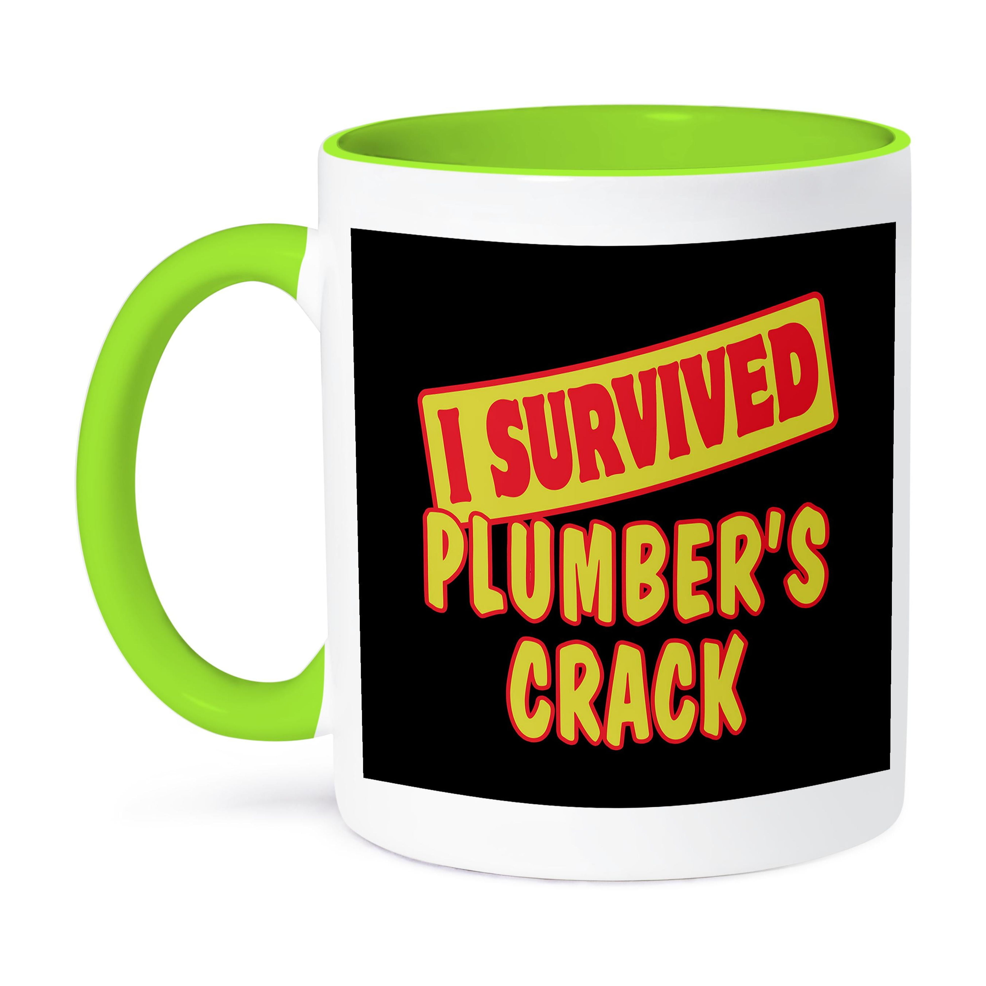 3dRose, I Survived Plumbers Crack Survial Pride And Humor Design, 11oz Two-Tone Green Mug ...