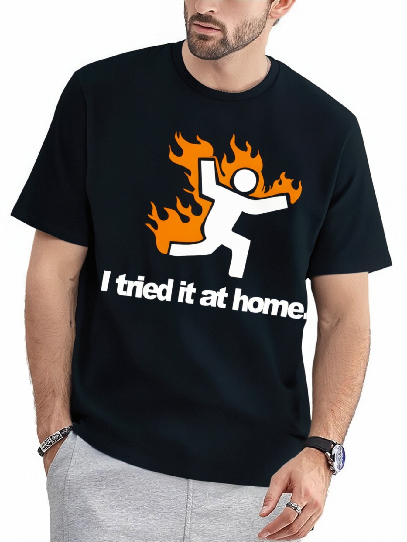 I Tried It & Caught On Fire At Home Science Humour T-ShirtFather's Day, Mother's Day, New Year ...
