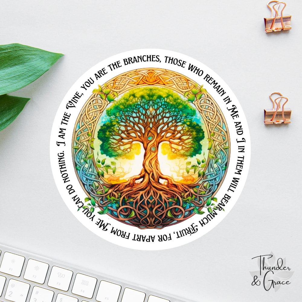 I Am The Vine Sticker, Celtic Tree Of Life Sticker, Jesus Saves Sticker ...