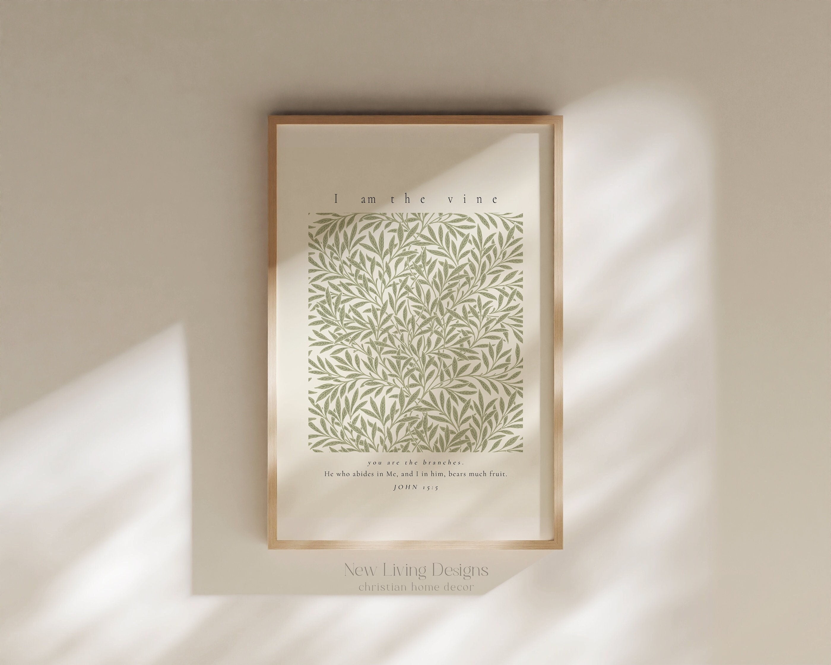 I Am The Vine Vintage Poster, Printed & Shipped, Modern Scripture Decor ...