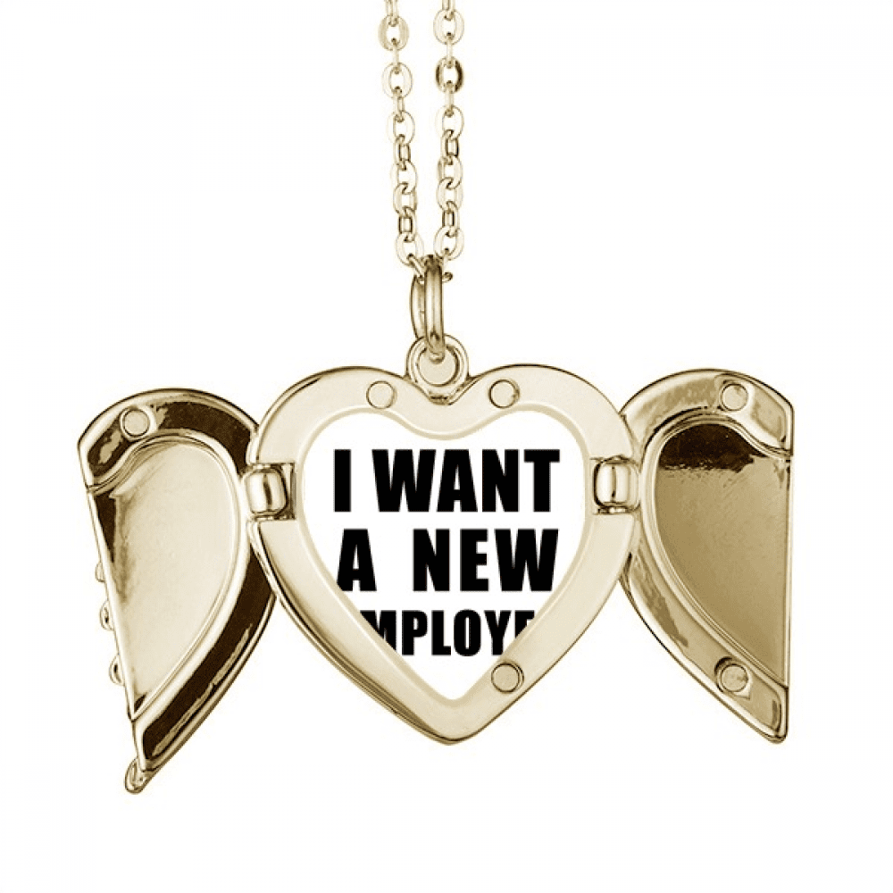 I Want A New Employee Art Deco Fashion Folded Wings Peach Heart Pendant ...