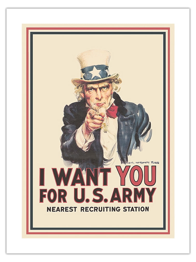 I Want You for U.S Army - Uncle Sam - World War I - Vintage War Poster ...