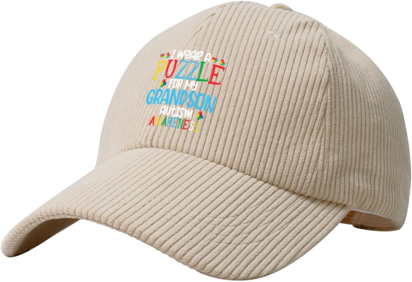 I Wear A Puzzle for My Grandson Autism Awareness Hat Corduroy Baseball ...