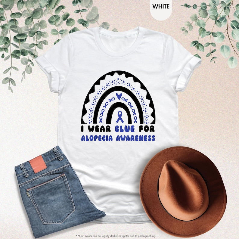 I Wear Blue For Alopecia Awareness Shirt, Blue Ribbon Shirt, Alopecia ...