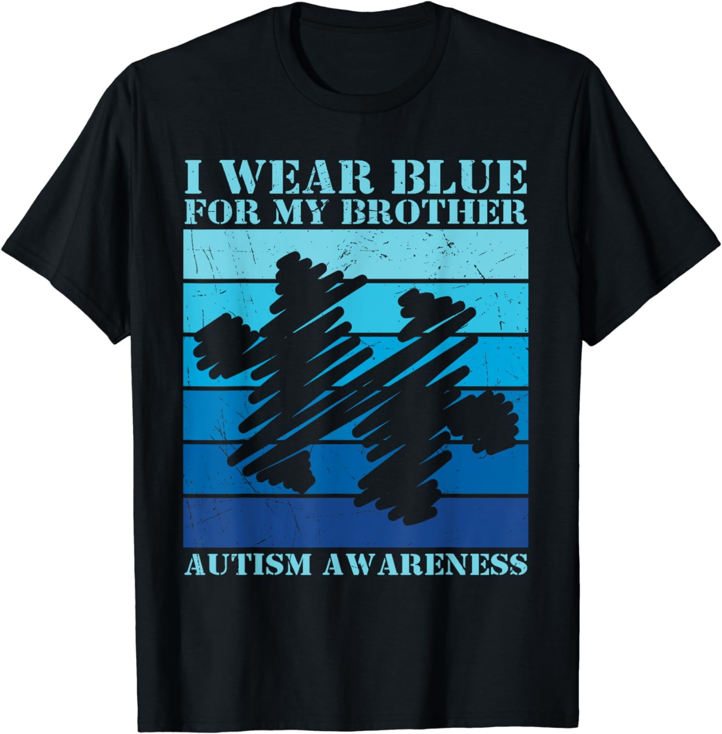 I Wear Blue For My Brother Autistic Kids Autism Awareness T-Shirt ...