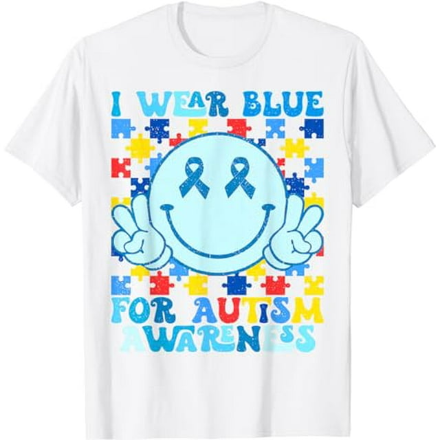I Wear Blue for Autism Awareness Month Men Women Kids Autism T-Shirt ...
