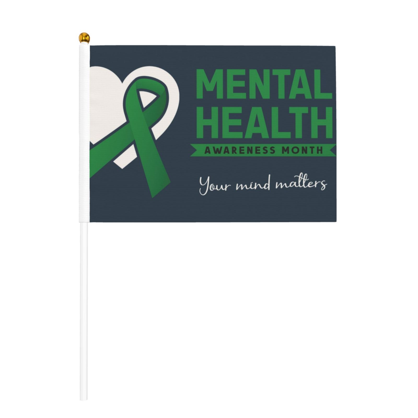 I Wear Green For Mental Health Awareness Month Flag Small Mini Hand ...
