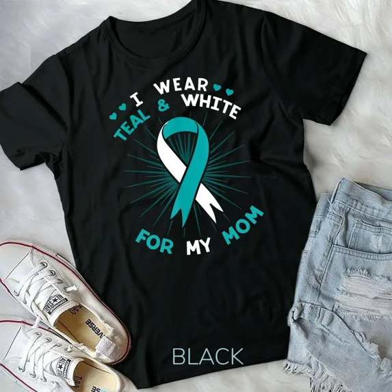 I Wear Teal For My Mom White, Squamous Cell Carcinomas and HPV Unisex T ...