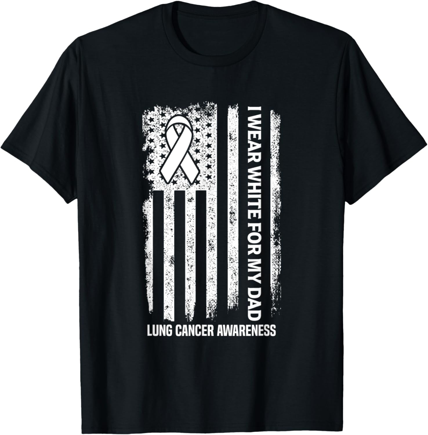 I Wear white for my Dad White Ribbon Lung Cancer Awareness T-Shirt ...