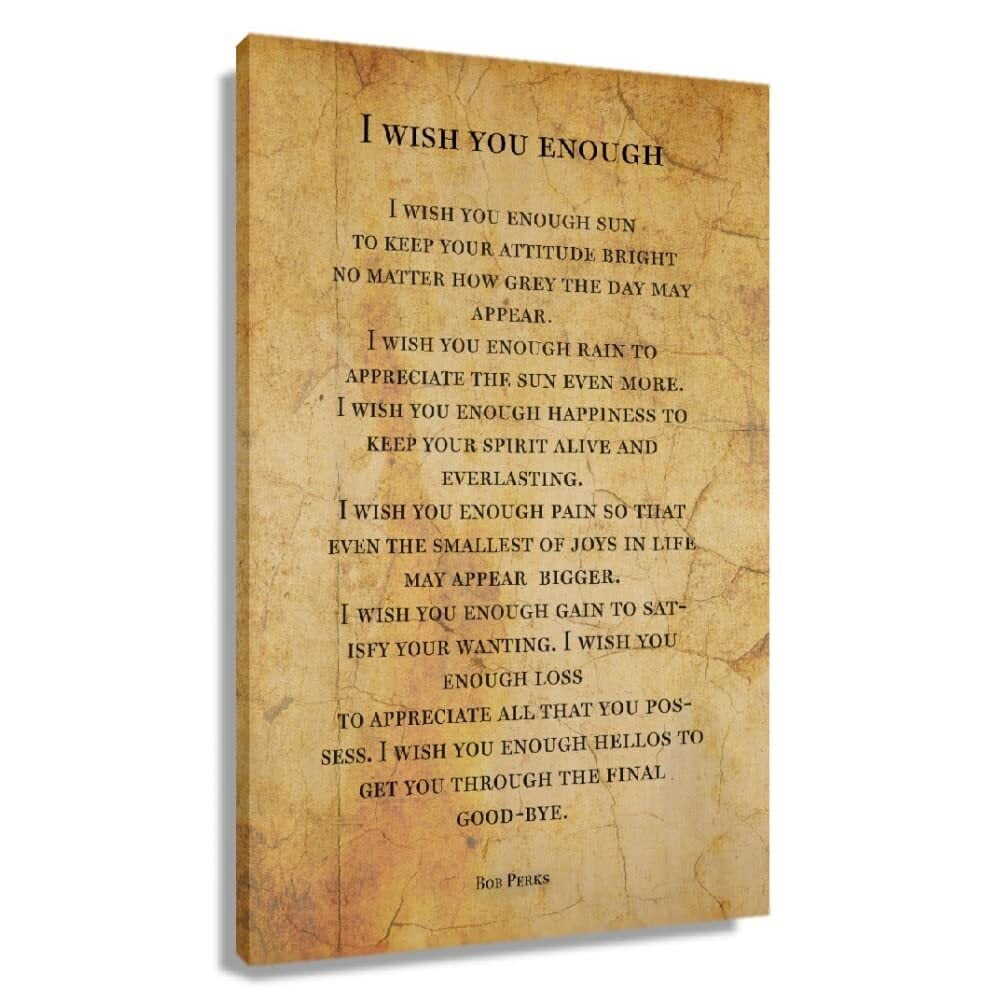 I Wish You Enough Poem Poster Bob Perks Quote Wall Art Paintings for ...