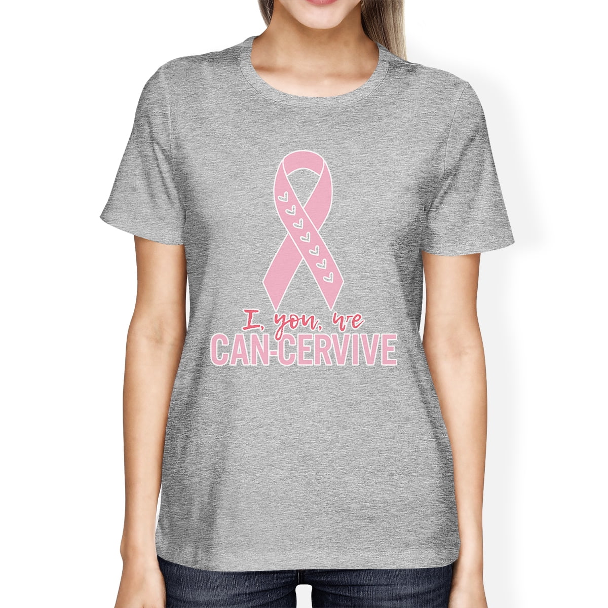 I You We Can-Cervive Womens Grey Cancer Awareness Graphic Tshirt ...