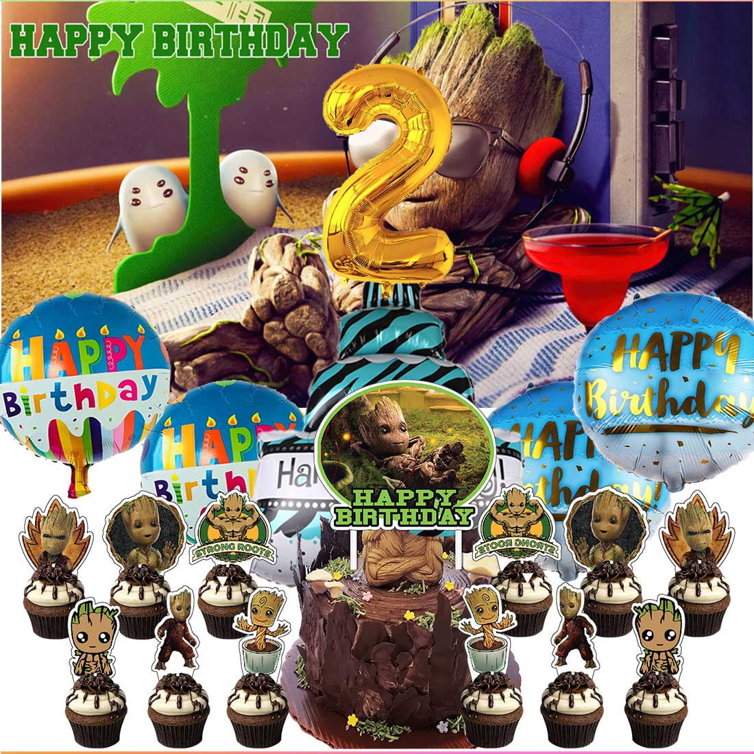 I am Groot Party Supplies Decor 2nd Kit Balloons Birthday Cake Topper ...