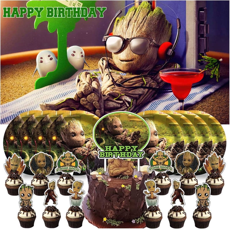 I am Groot Party Supplies Decor Backdrop Plates Background Cake Topper ...