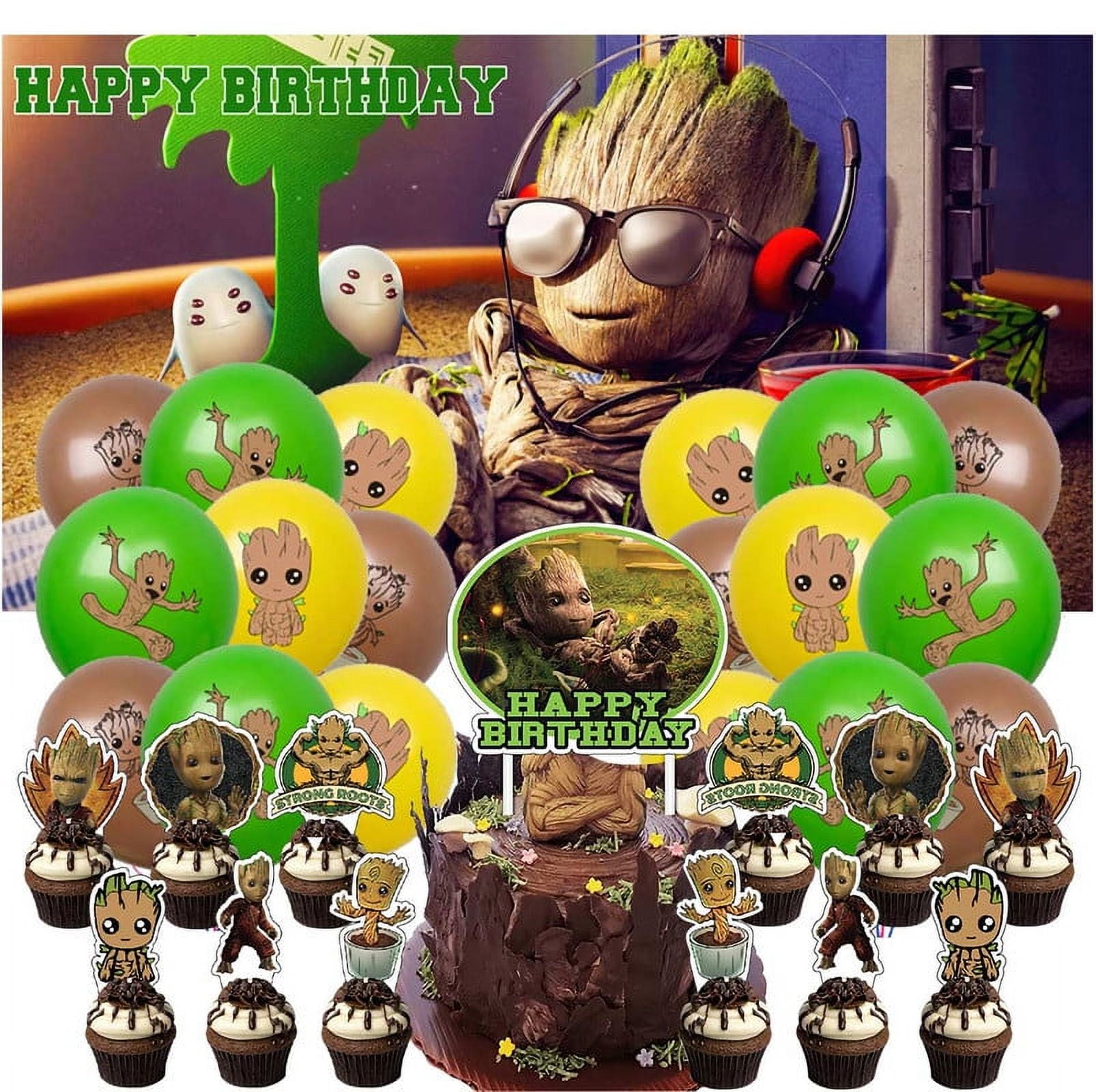 I am Groot Party Supplies Decor Birthday Banner Backdrop Cake Topper ...